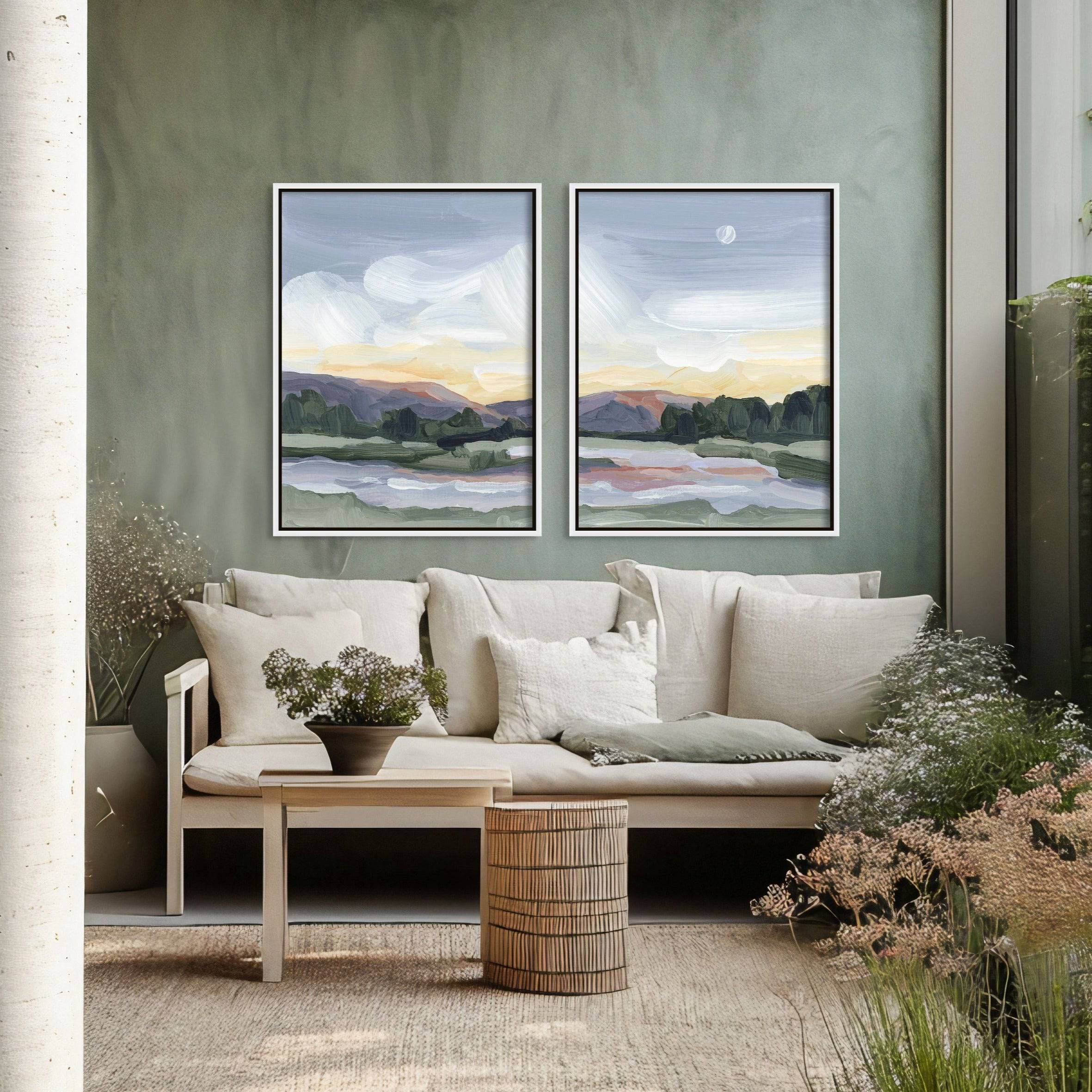 Moonlit Pond Set Canvas | Giri Designs Wall Art